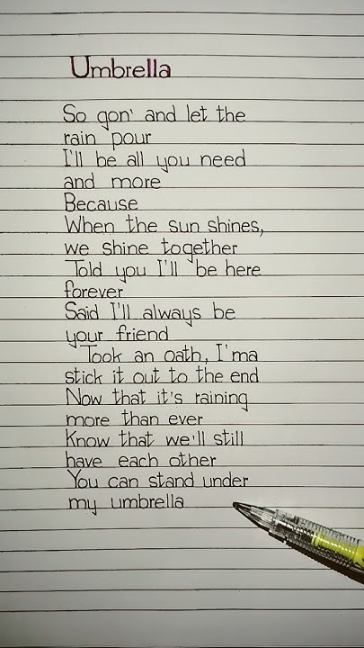 Umbrella Lyrics Song by Rihanna #umbrella #rihanna #lyrics #song #pop ...