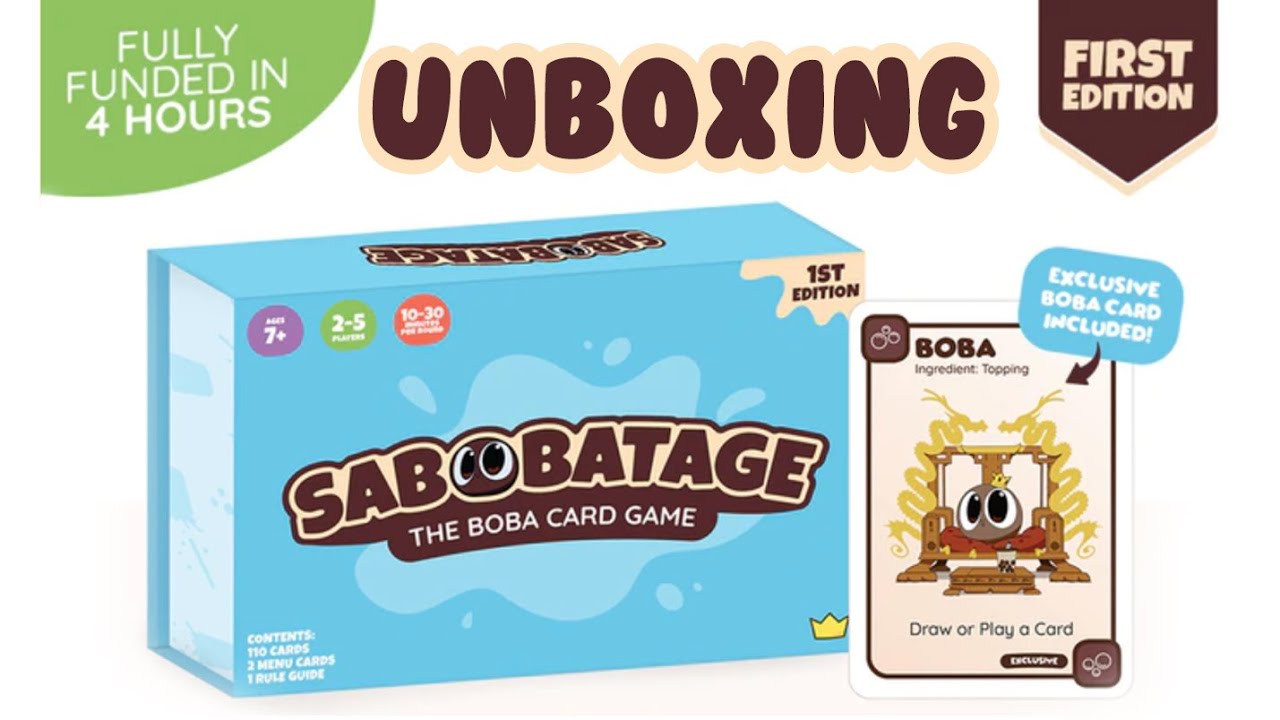 Sabobatage Boba Board game unboxing - YouTube