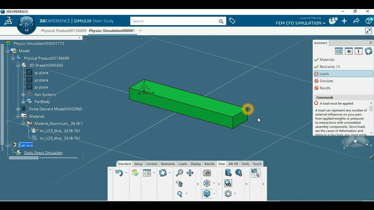 Static study Beam Flexion 3Dexperience - YouTube