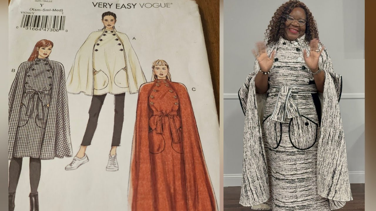 The infamous Vogue 9288 cape is finished! From a quilted comforter to a ...