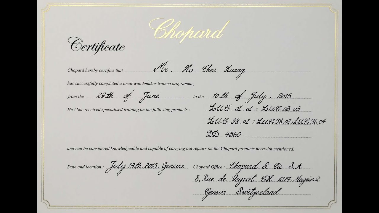 Our Watchmakers Certificates - YouTube