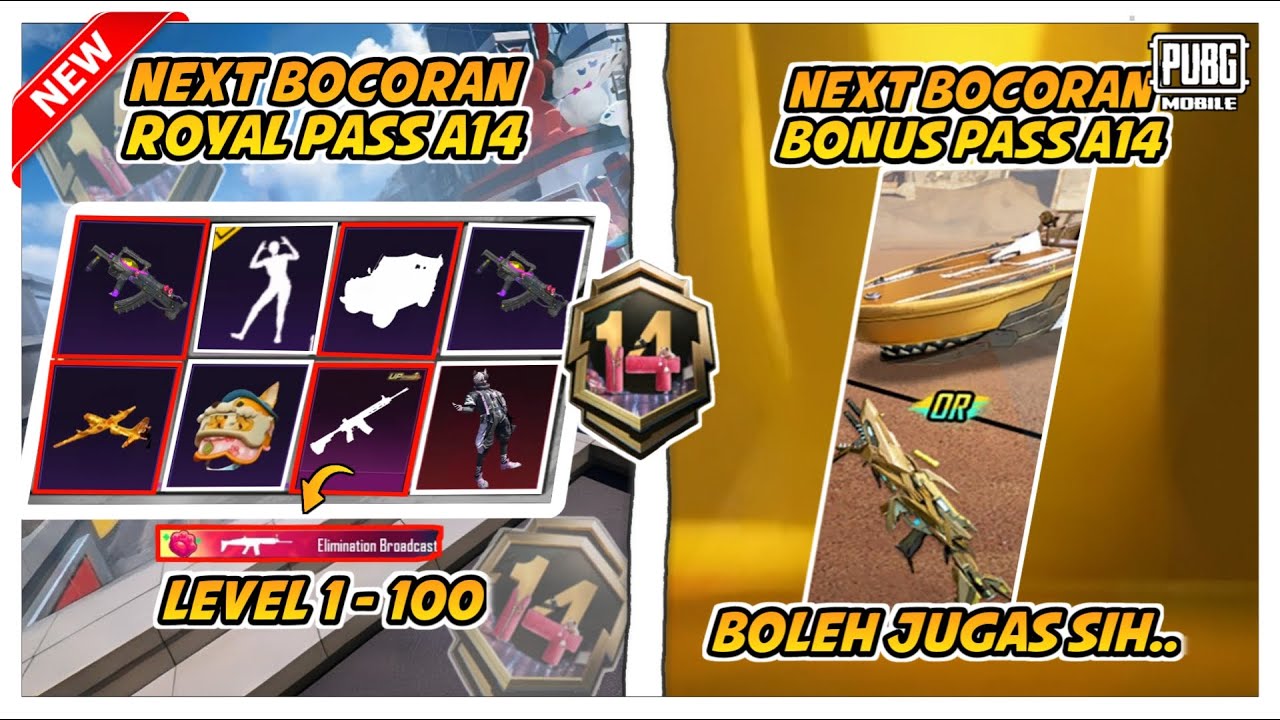 NEXT BOCORAN ROYAL PASS & BONUS PASS A14 ASLI MENARIK | PERTAMA KALI ...