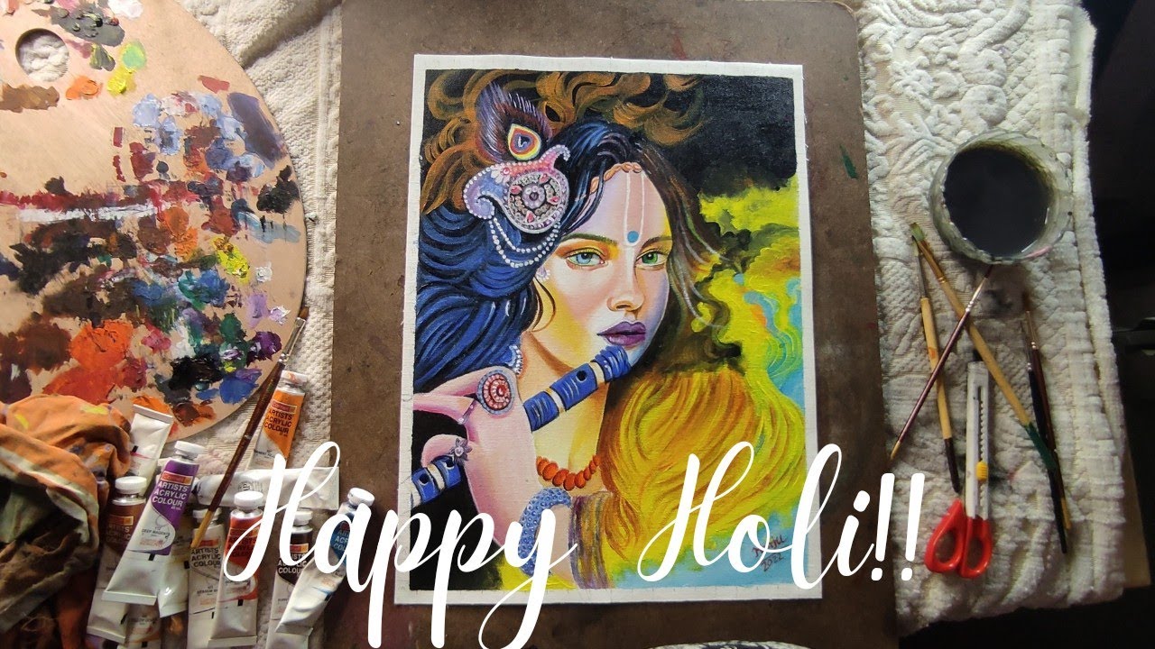 Happy Holi!!! || Painting with Acrylic Colours || Manju's Creation ...