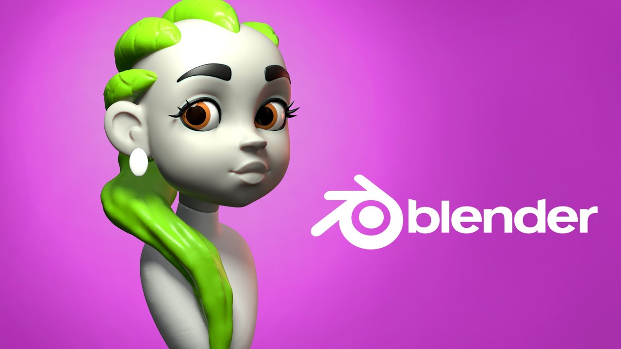 Green Braid Girl in Blender_Sculpting #blendertutorial #blender3d - YouTube