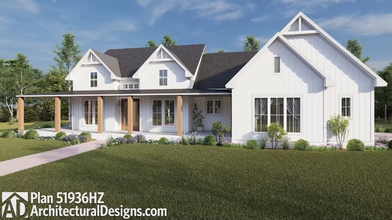 WALKTHROUGH TOUR - Modern Farmhouse Plan 51936HZ - Architectural ...