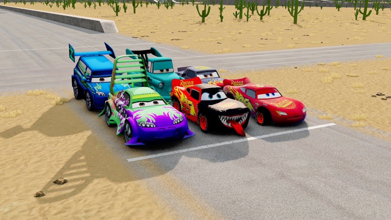 Pixar Cars Physics Test 😱 Cars vs Impossible Obstacles | BeamNG.drive ...