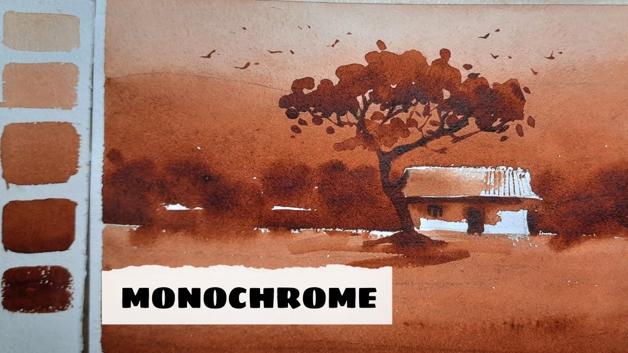 How to Paint with one Colour!/ ( Monochromatic studies w/ watercolors ...