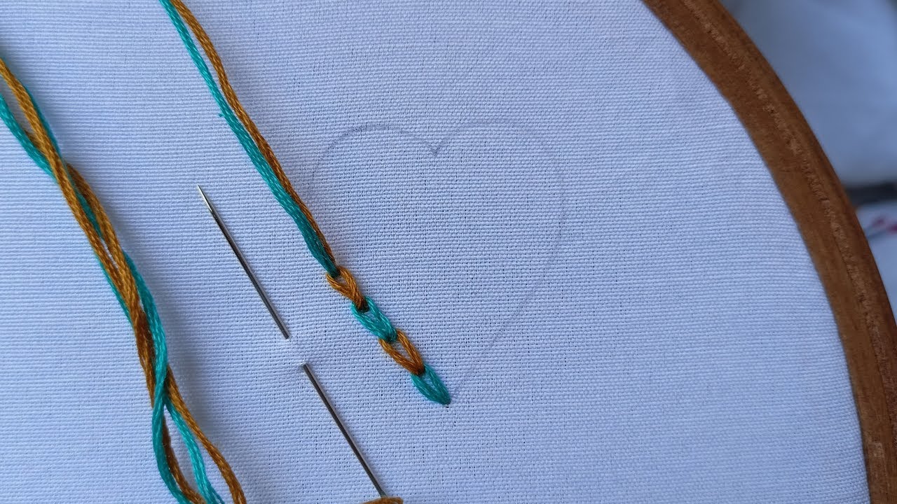 Heart Chain Stitch | Basic Embroidery Stitch | Amazing Heart Embroidery ...