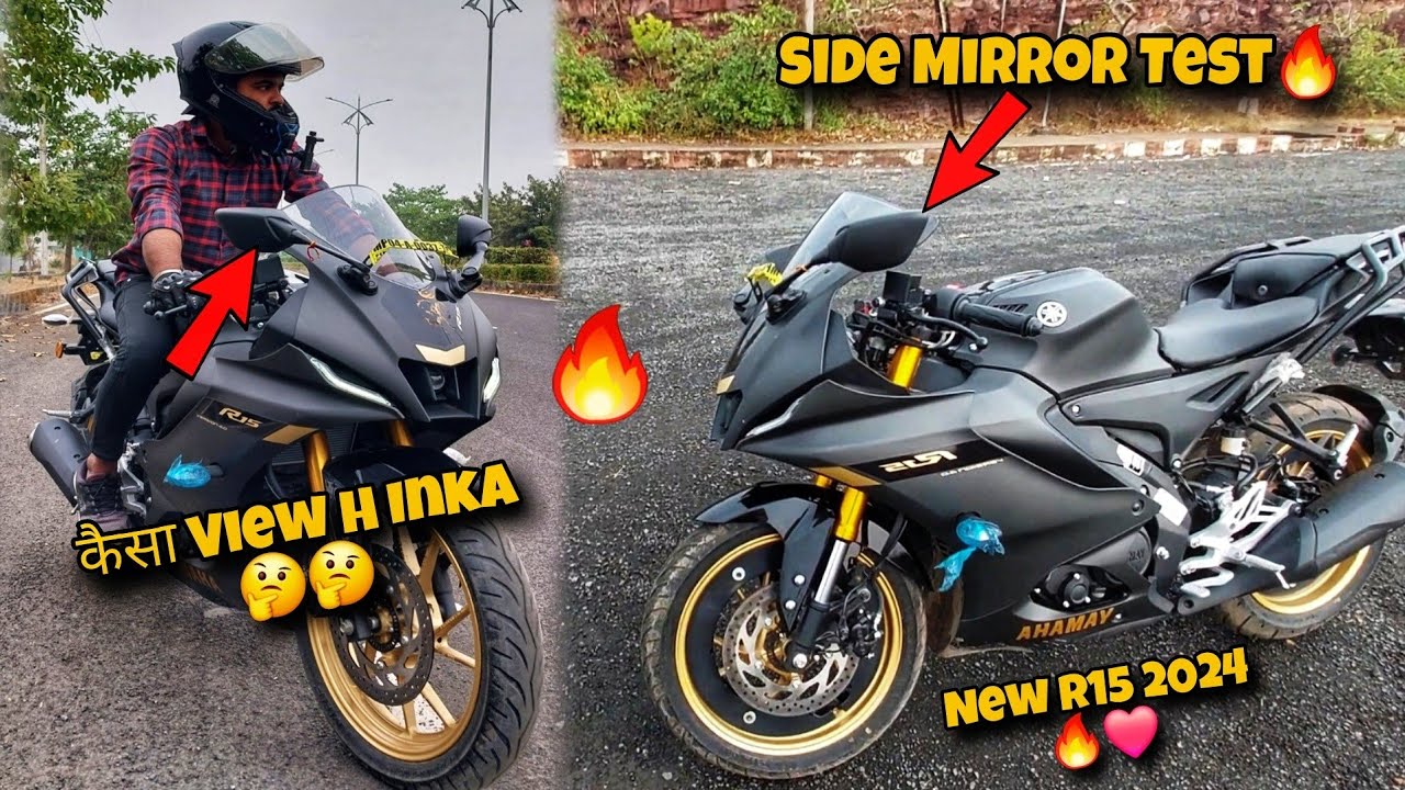 New R15 V4 Side Mirror Test ️🔥 | आखिर इन Mirror का View कैसा है🤔🤔 | # ...