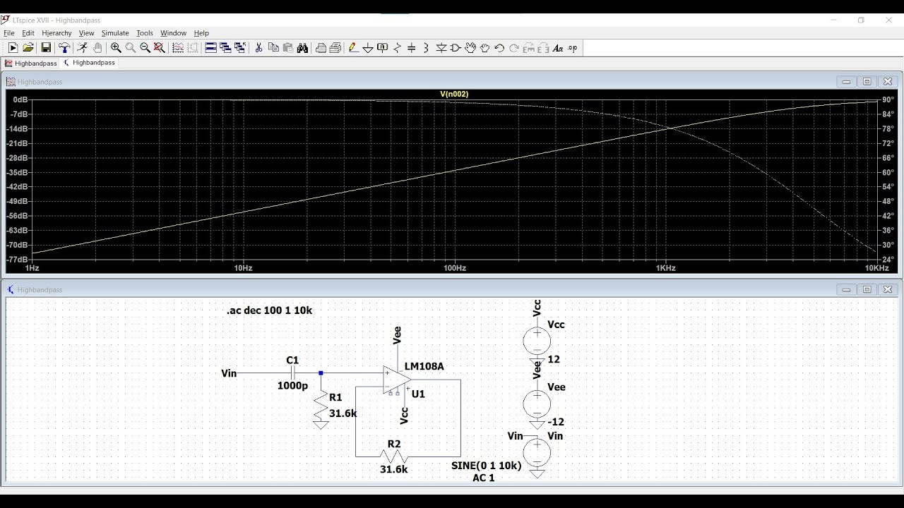 LTspice tutorial 15 : Design and simulate first order high pass filter ...