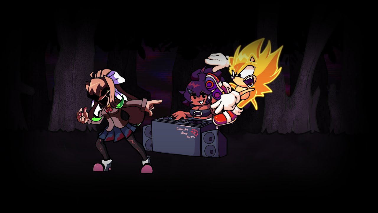 FNF Delusion but Monika.exe (Asmodeus) and Super Sonic sing it - YouTube