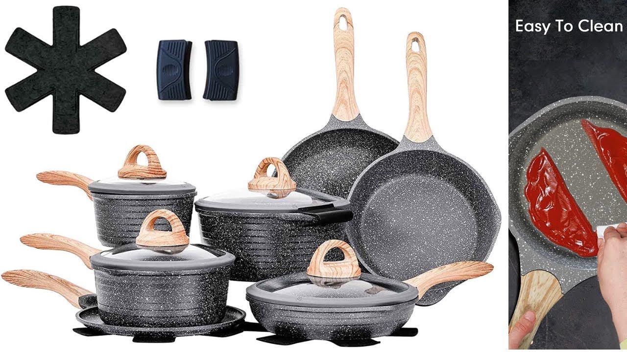 JEETEE Pots and Pans Set Nonstick Induction Cookware Sets, 18 Pcs w ...