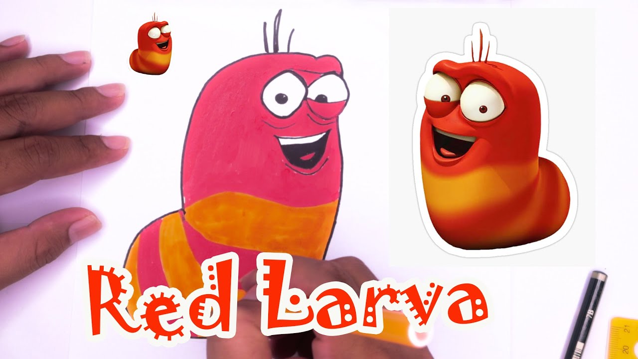 How to draw a cute red Larva [Cute Drawings Daily] - YouTube