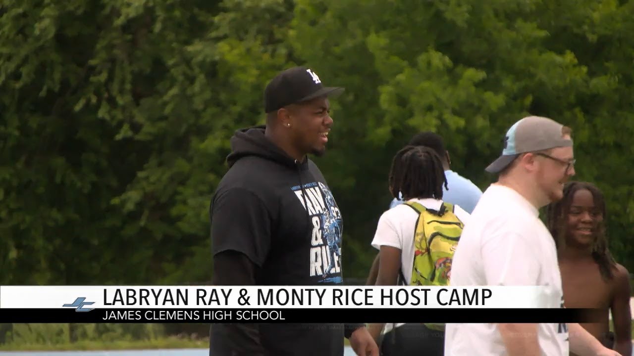 LaBryan Ray and Monty Rice host football camp at James Clemens - YouTube