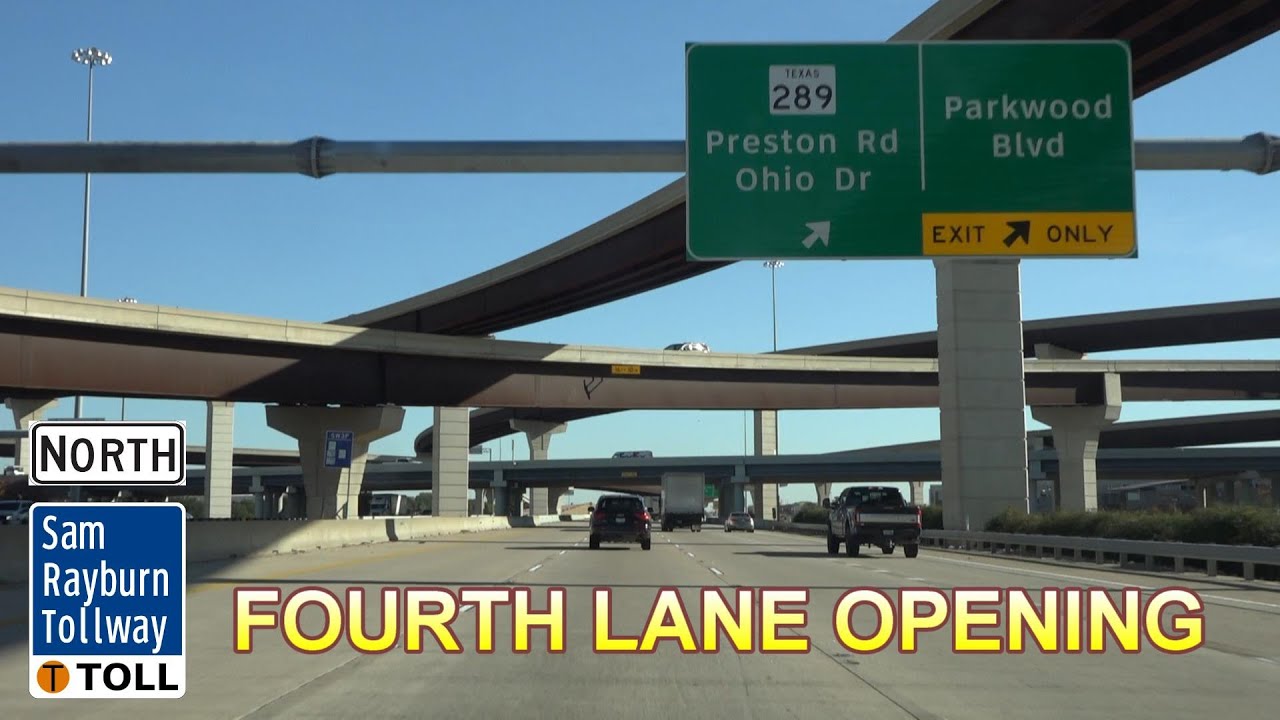 Dallas: NB Sam Rayburn Tollway (NEW 4TH LANE) - YouTube