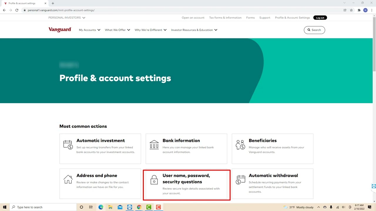 How to Change Your Vanguard Password - YouTube