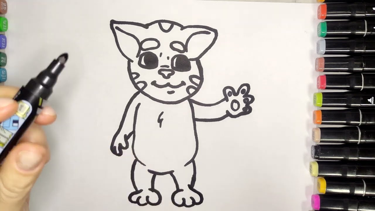 How to Draw talking Tom easy and fast step by step - YouTube