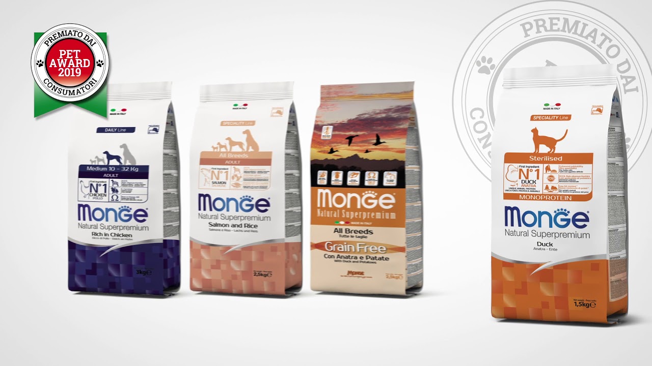 Croccantini per cani e croccantini per gatti Monge Natural Superpremium ...
