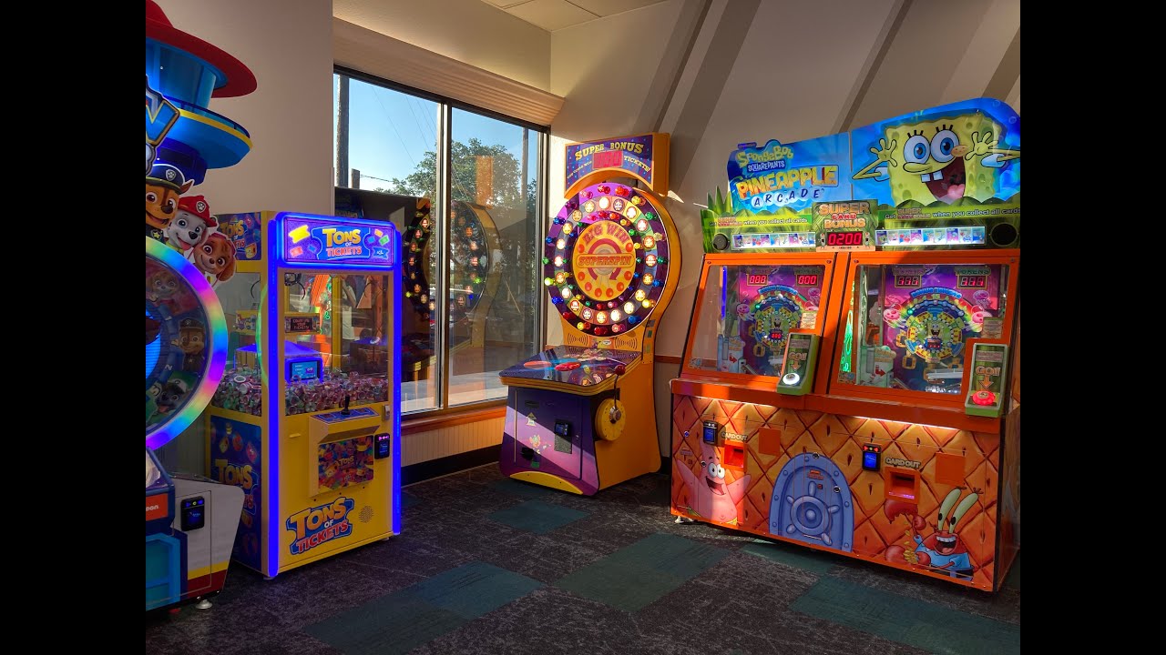 Playing arcades at Chuck E. Cheese, on Chuck's Birthday!!! - YouTube