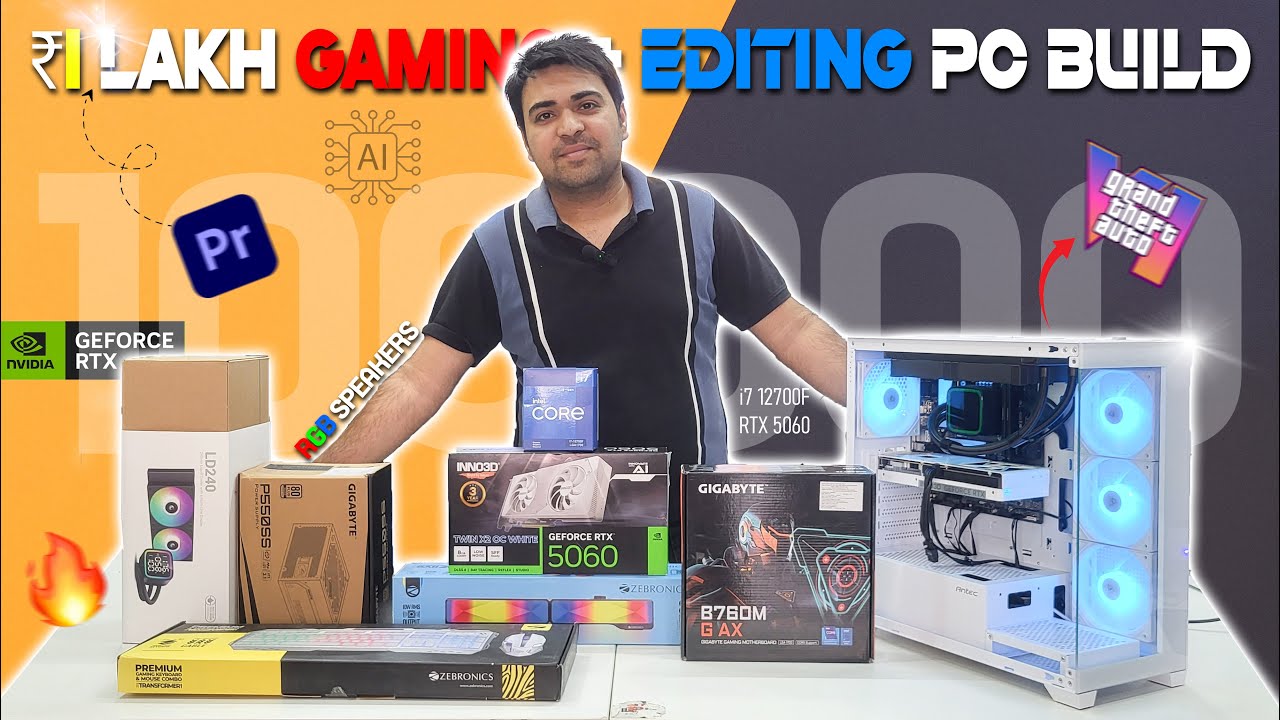 ₹1 LAKH Gaming & Editing WHITE PC Build with Core i7 & RTX 5060🤯 - YouTube