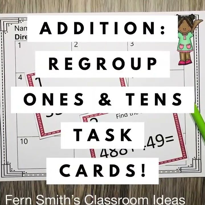 Second Grade Math Addition: Regroup Ones and Tens Task Cards - YouTube