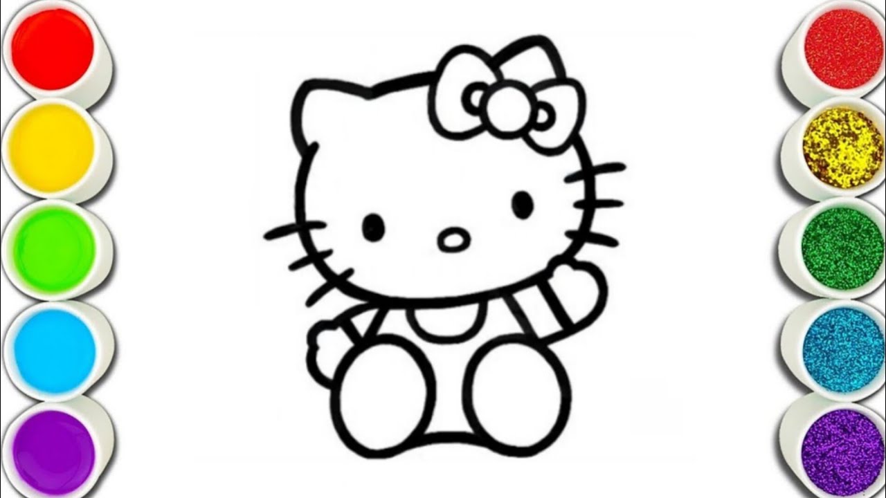 Draw A Hello Kitty, Beautiful Kitty Drawing And Colouring For kids And ...