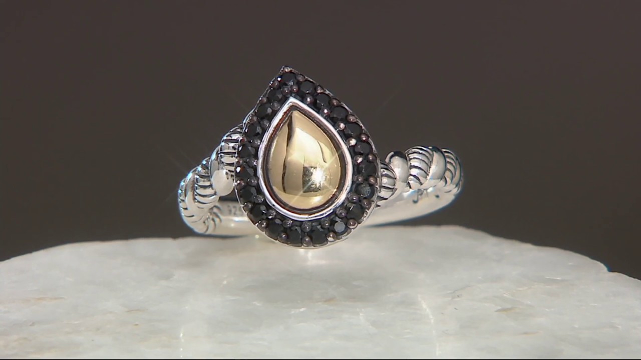 JAI Sterling Silver & 14K Gold Lotus Petal Ring w/ Pave Gemstones on ...