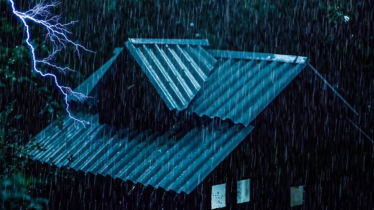 Torrential Rain On Roof On The Slopes Of The Mountain | Relaxing Rain ...