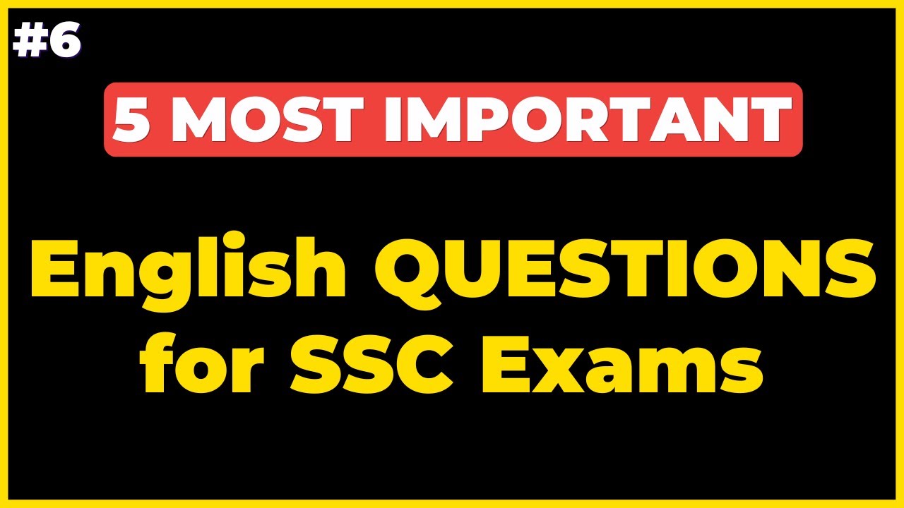  English Questions For Competitive Exams SSC YouTube