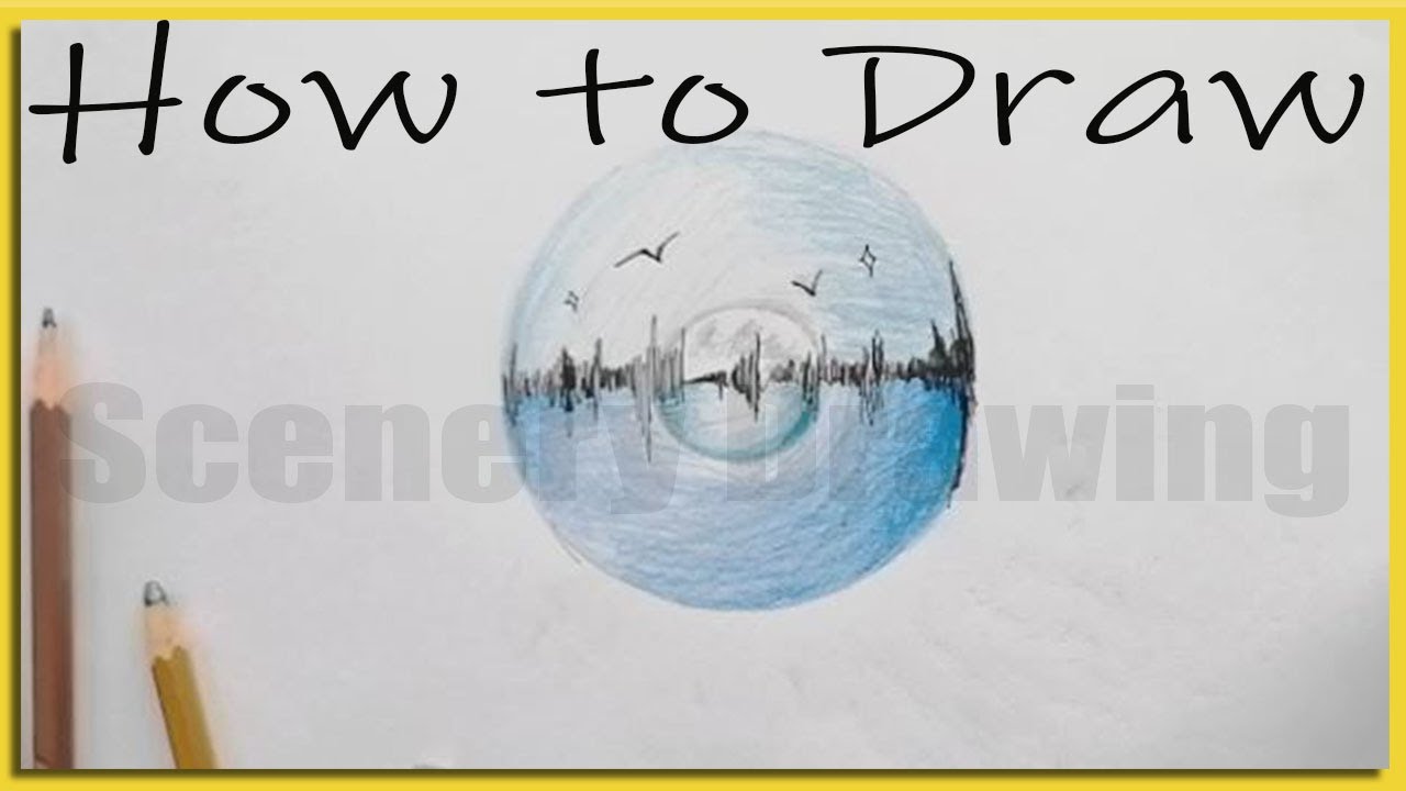 Scenery drawing with pencil | Scenery banane ka tarika - YouTube