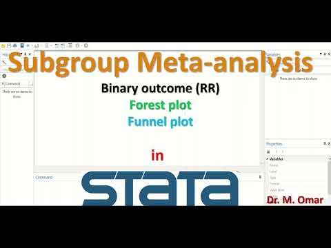 Subgroup meta analysis binary outcome risk ratio funnel forest plot in STATA - YouTube