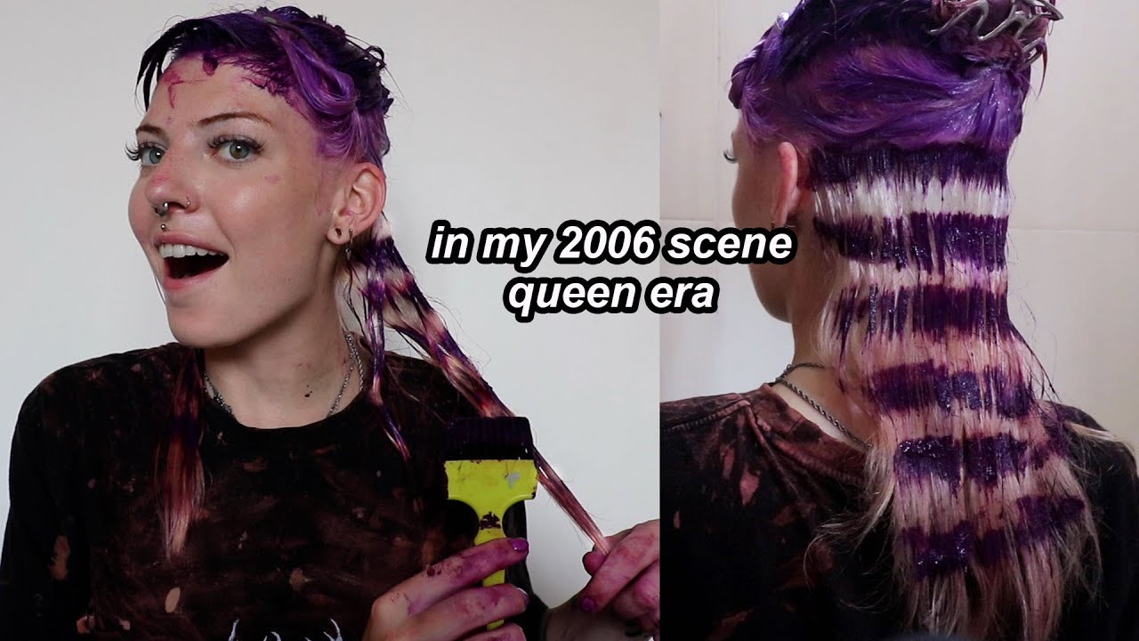 dyeing purple RACCOON tails in my hair like the real emo I am - YouTube