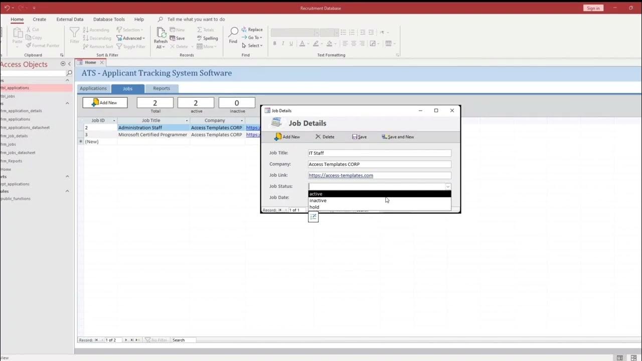 Simple and User Friendly ATS Applicant Tracking System MS Access ...