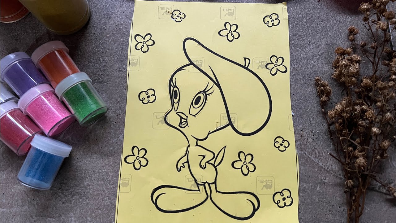 SAND PAINTED COLOR TWEETY BIRD(MAGIC SAND)|LOONEY TUNES CARTOON|TWEETY ...