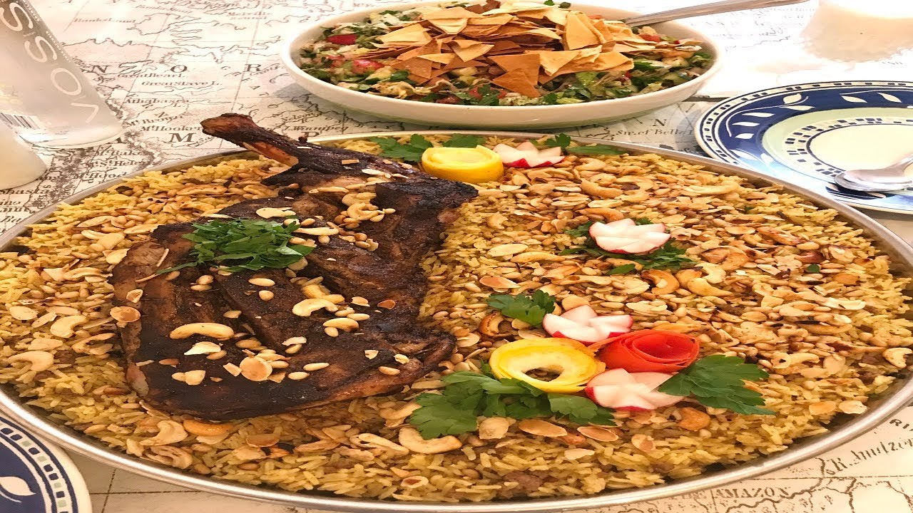 Cooking mansaf dinner for 5 persons (Rice with lamb shoulder , fattoush ...