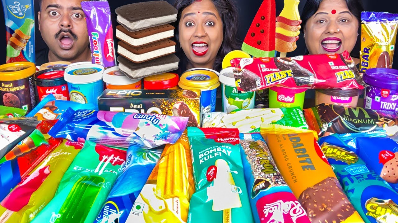 30 ICE CREAM EATING CHALLENGE Amul, Magnum Brownie, Arun, Cornetto ...