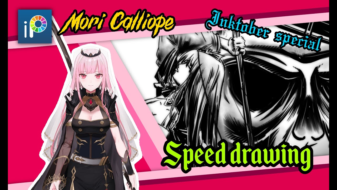 Mori Calliope Timelapse Drawing - An Inktober Special - YouTube