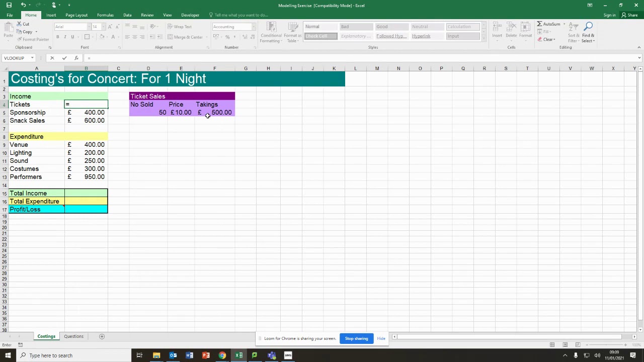 Concert Modelling Spreadsheet - YouTube