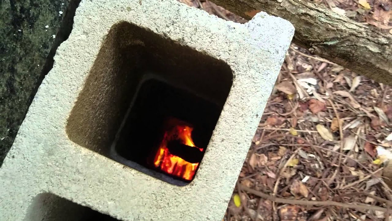 Cinder block rocket stove - YouTube