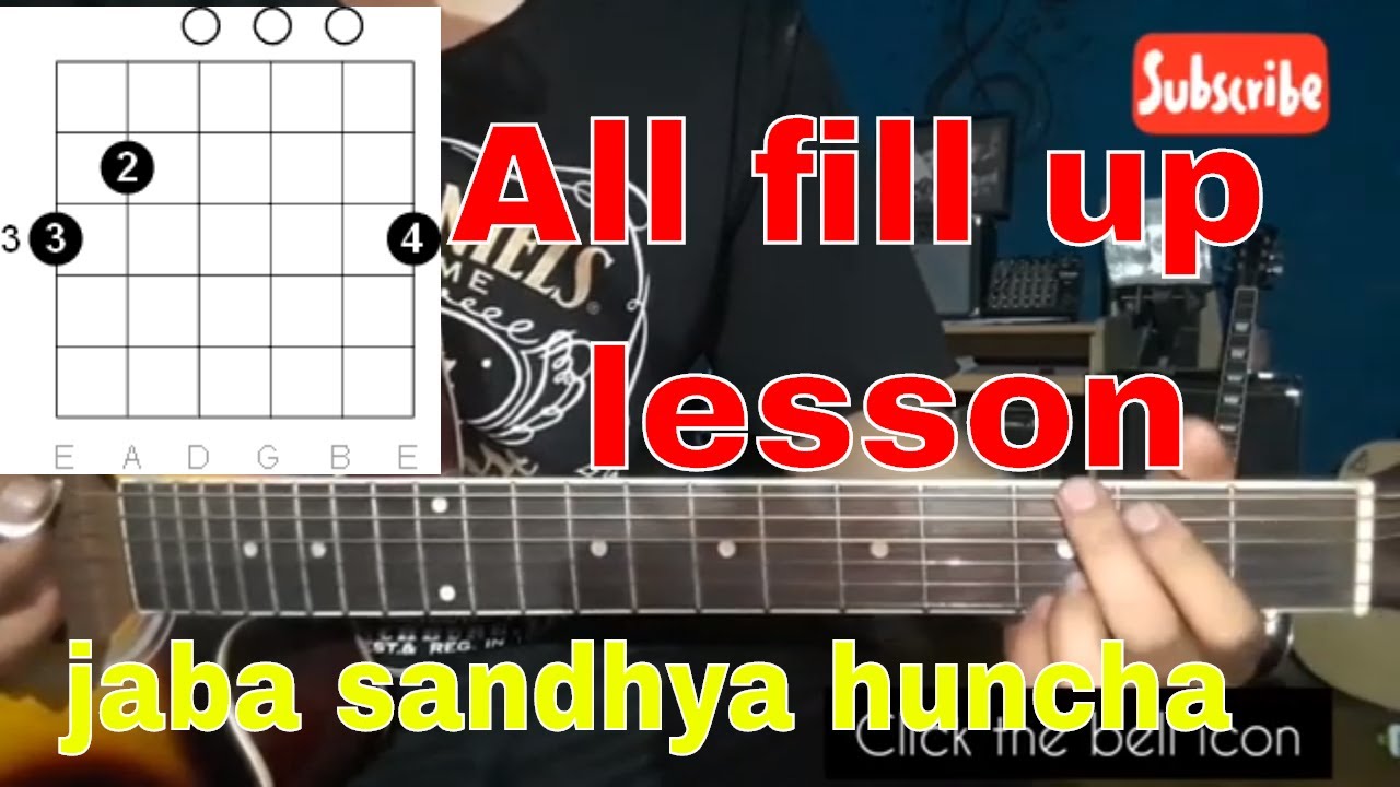 Jaba sandhya huncha guitar lesson | fill up lesson - YouTube