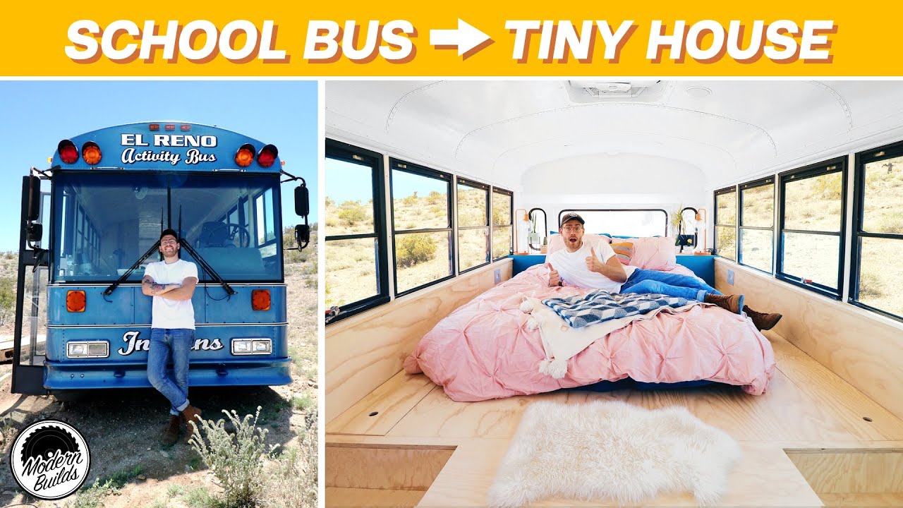 EP. 2: THE BEDROOM | DIY SCHOOL BUS TINY HOUSE CONVERSION | MODERN ...