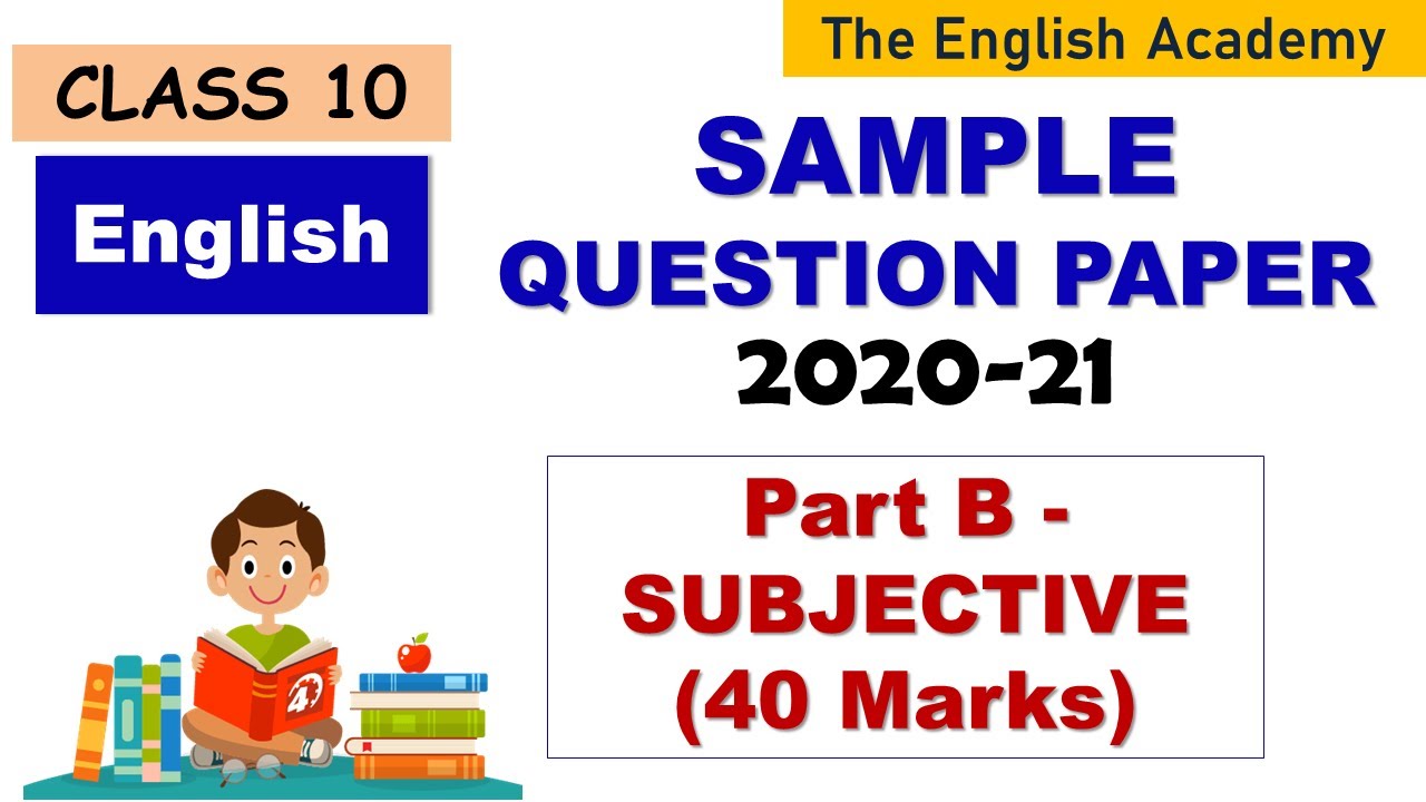 CBSE Class 10 English Sample Question Paper Part B Subjective Paper ...