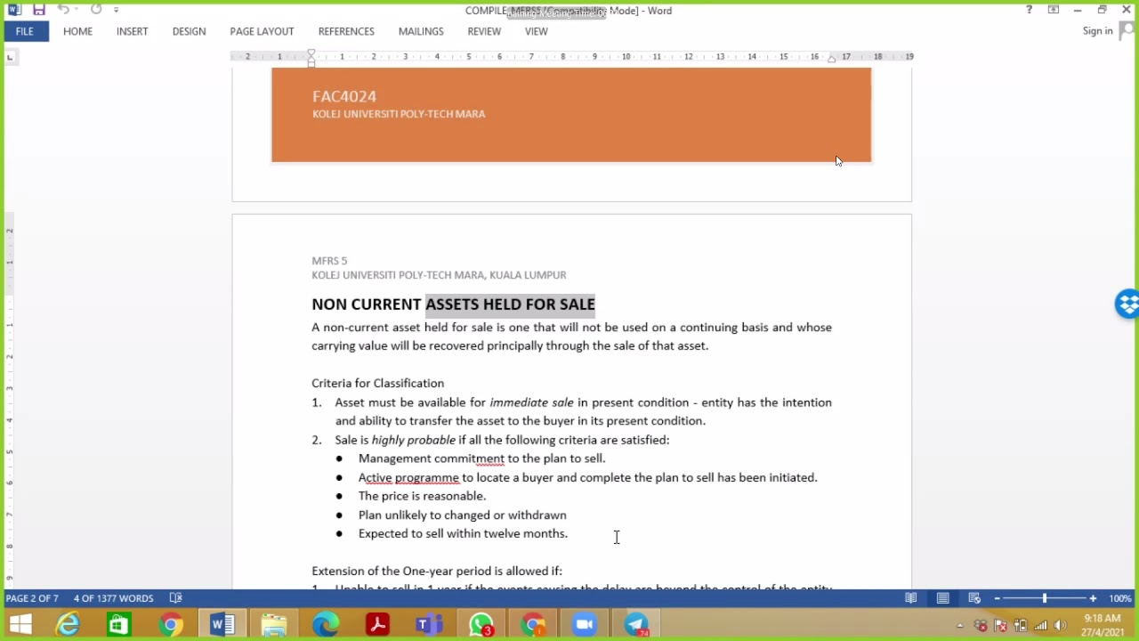 MFRS 5 SIR PART 1 - YouTube