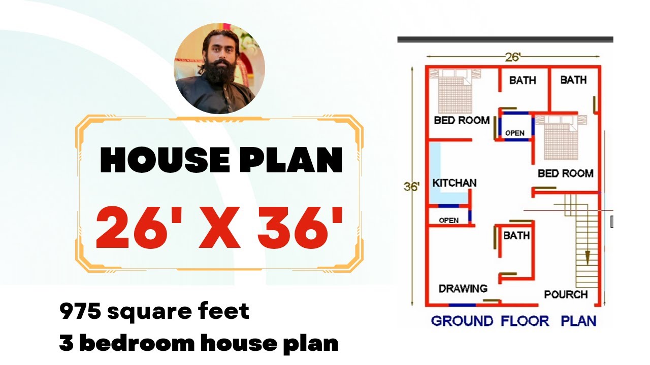 26x36 house plan | 26 by 36 ka ghar ka naksha | 26*36 house design ...