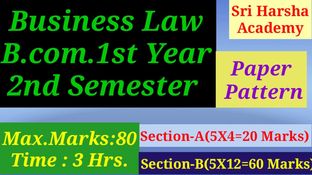 Business Law For B.com 1st Year,2nd Semester - YouTube