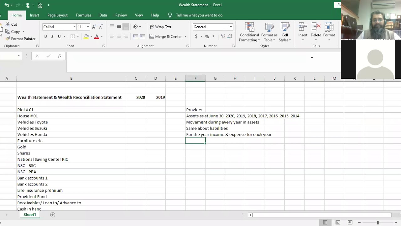 how to prepare wealth statement & wealth reconciliation Nov 5, 2020 ...