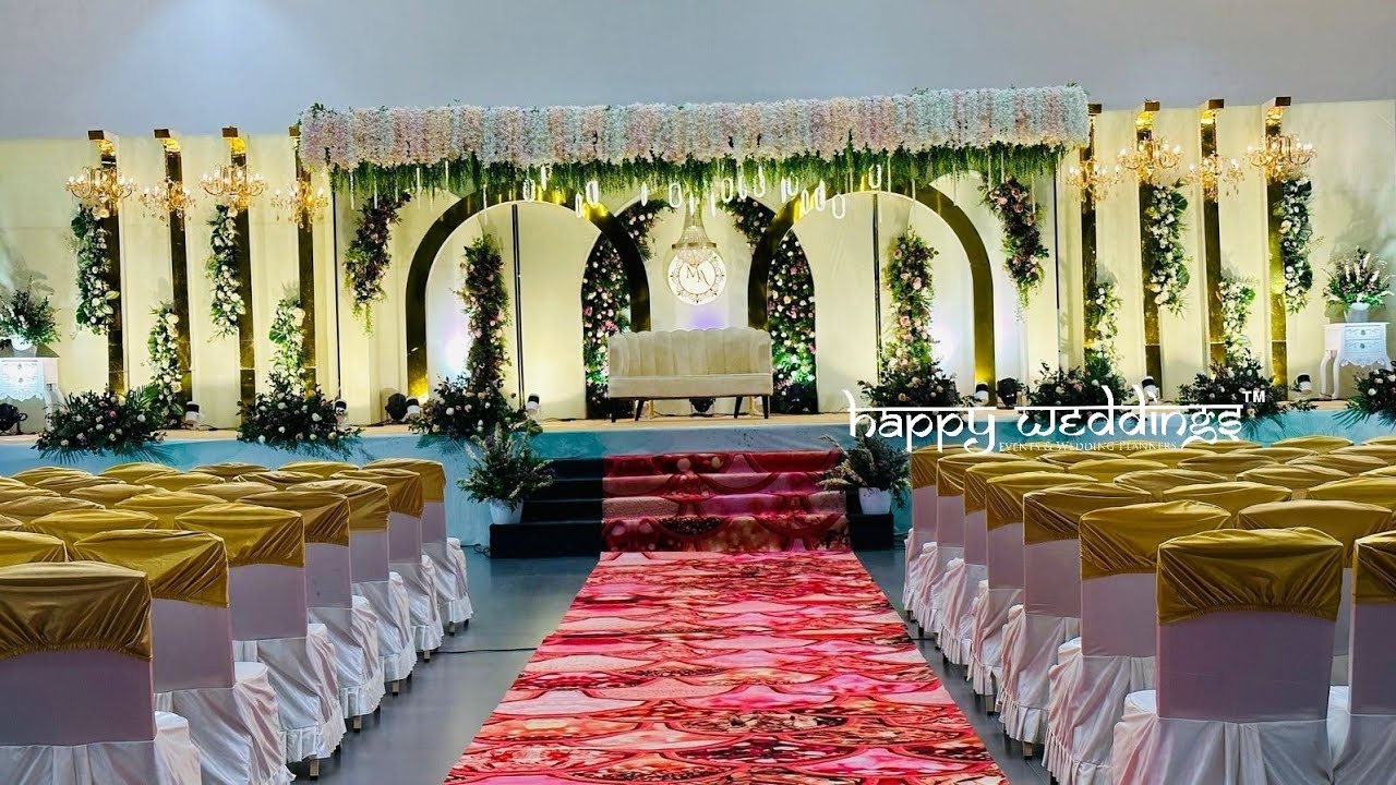 Beautiful, Stunning wedding reception stage decoration at ALSAJ Nemom, Trivandrum by Happy ...