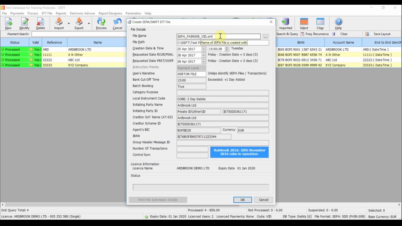 SEPA SDD - DEFT 07 - Generate your SEPA DD File - YouTube