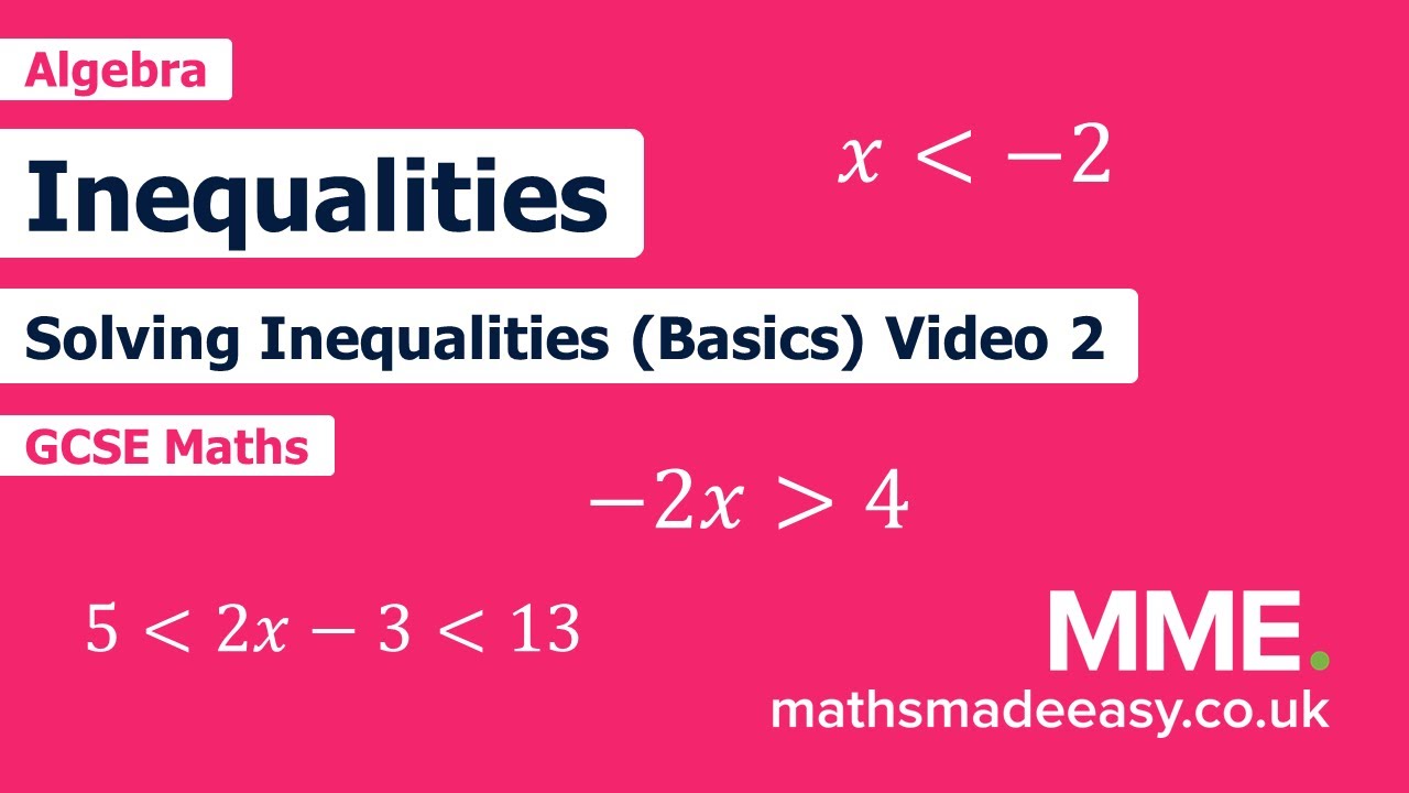 Algebra - Solving Inequalities (Video 2) - YouTube