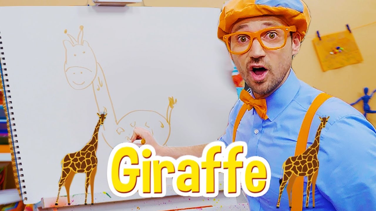 How To Draw A Giraffe - EASY ART FOR KIDS! | Blippi's Drawing Lesson ...